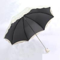 China Lace Embroidery Princess Umbrella 2-3 Folding Manual Control Perfect for Rain and Sun for sale