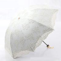 China Lace Embroidery Princess Umbrella 2-3 Folding Manual Control Perfect for Rain and Sun for sale
