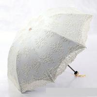 China Lace Embroidery Princess Umbrella 2-3 Folding Manual Control Perfect for Rain and Sun for sale