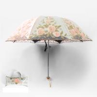 China Pongee Panel Lace Embroidered Tiger Bone Umbrella for UV Protection and Sunshade for sale