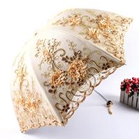 China Pongee Panel Lace Embroidered Tiger Bone Umbrella for UV Protection and Sunshade for sale