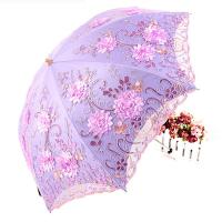 China Pongee Panel Lace Embroidered Tiger Bone Umbrella for UV Protection and Sunshade for sale