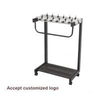 China Black Metal Golf Club Push Pull Bike Cart Buggy Trolley Holder Umbrella Stand for Drug Stores for sale
