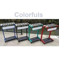 China Black Metal Golf Club Push Pull Bike Cart Buggy Trolley Holder Umbrella Stand for Drug Stores for sale