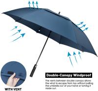 China Custom Logo Large Double Canopy Vented Windproof Golf Umbrella for Back to School for sale