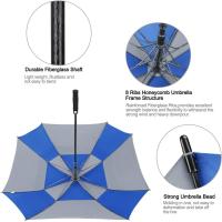 China Custom Logo Large Double Canopy Vented Windproof Golf Umbrella for Back to School for sale