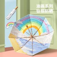 China Oil Painting Light Luxury Series Three Fold Purple Iris Umbrella in Classic Design Style for sale