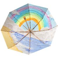 China Oil Painting Light Luxury Series Three Fold Purple Iris Umbrella in Classic Design Style for sale
