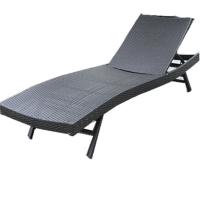 China Outdoor Rattan Lounge Chair Foldable Balcony Reclining Bed for Villa and Swimming Poo for sale
