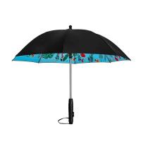 China Fiberglass Frame Auto Open USB Charge Fan Umbrella with Water Spray and UV Protection for sale