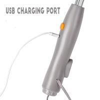 China Fiberglass Frame Auto Open USB Charge Fan Umbrella with Water Spray and UV Protection for sale