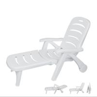 China White Rattan Patio Lounge Chair Foldable Reclining Bed for Apartment Balcony and Villa for sale