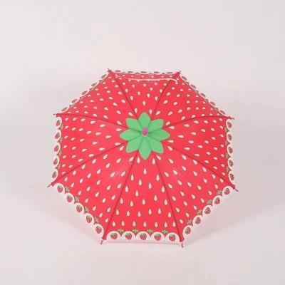 China Curved Handle Straight Fruit Printing Kid Umbrella Creative Design for Children's Gift for sale
