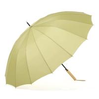China Fiberglass Shaft 16K Large Windproof Yellow Golf Umbrella with Straight Wooden Handle for sale