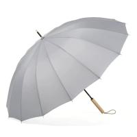 China Fiberglass Shaft 16K Large Windproof Yellow Golf Umbrella with Straight Wooden Handle for sale