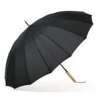 China Fiberglass Shaft 16K Large Windproof Yellow Golf Umbrella with Straight Wooden Handle for sale