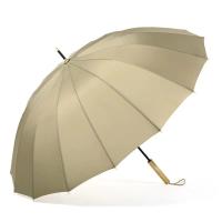 China Fiberglass Shaft 16K Large Windproof Yellow Golf Umbrella with Straight Wooden Handle for sale