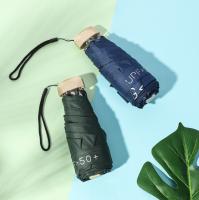 China Girls Mini Pocket Umbrella Custom Printed Logo 5 Fold Vinyl UV Protection Sun Umbrella for sale