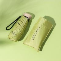 China Girls Mini Pocket Umbrella Custom Printed Logo 5 Fold Vinyl UV Protection Sun Umbrella for sale