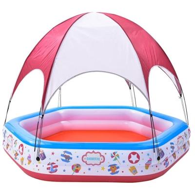 China Full-Sized Family Inflatable Pool with Canopy Durable Oxford Fabric Construction for sale