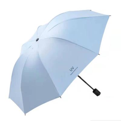 China 190T Nylon Fabric Three Fold Thick Vinyl Automatic Sunblock Umbrella for Child Safety for sale