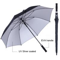 China Straight Pattern Golf Size Rain Umbrella with EVA Soft Handle and Silver Coating for sale