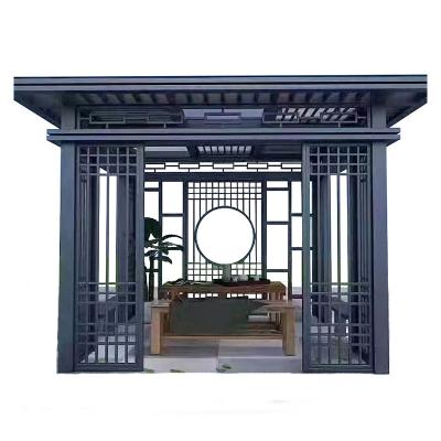 China Customized Villa Courtyard Shade Modern Glass Pavilion with Simple Four Corner Design for sale