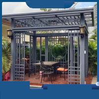 China Customized Villa Courtyard Shade Modern Glass Pavilion with Simple Four Corner Design for sale