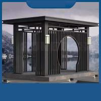 China Customized Villa Courtyard Shade Modern Glass Pavilion with Simple Four Corner Design for sale