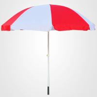 China Travel Occasion Sun Beach Umbrella with Push Button Tilt and Custom Logo Printing for sale