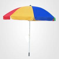China Travel Occasion Sun Beach Umbrella with Push Button Tilt and Custom Logo Printing for sale