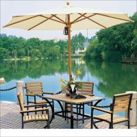 China Plastic Tips Wooden Beach Patio Cafe Garden Swimming Pool Outdoor Restaurant Umbrella All in 1 for sale