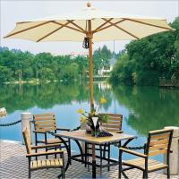 China Plastic Tips Wooden Beach Patio Cafe Garden Swimming Pool Outdoor Restaurant Umbrella All in 1 for sale