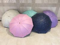 China Children's All in 1 Sunny Peach Blossom Ginkgo Dual Folding Umbrella for Sun Protection for sale