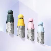 China Covered Titanium Silver Rubber Five-folding Umbrella with UV Protection and Dual Purpose for sale