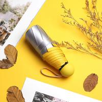 China Covered Titanium Silver Rubber Five-folding Umbrella with UV Protection and Dual Purpose for sale