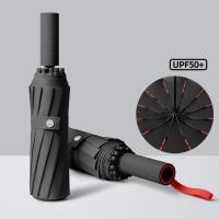 China Fully-Automatic Bone Umbrella Large Size UV Protection Custom Advertising Logo Special Handle for sale