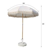 China Aluminum Frame UV Sun Protect Outdoor Parasol Garden Umbrella with Custom Logo and Fringe for sale