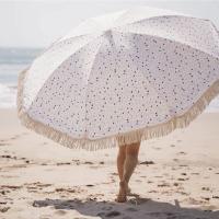 China Aluminum Frame UV Sun Protect Outdoor Parasol Garden Umbrella with Custom Logo and Fringe for sale
