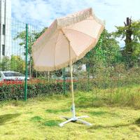 China Tourist Attraction Must-Have Outdoor Tassel Beach Umbrella with Umbrellas Base for sale