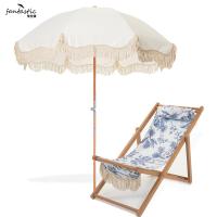 China Tourist Attraction Must-Have Outdoor Tassel Beach Umbrella with Umbrellas Base for sale