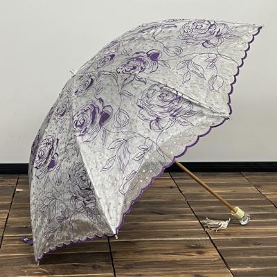 China Sequin Embroidered Rose Adult Umbrella with Windproof Function and Lightweight Design for sale