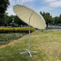 China White Power Coated Steel Frame Large Outdoor Beach Umbrella with Tassels and Sunshade for sale