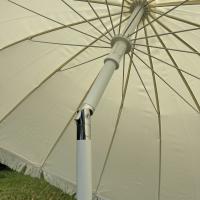 China White Power Coated Steel Frame Large Outdoor Beach Umbrella with Tassels and Sunshade for sale