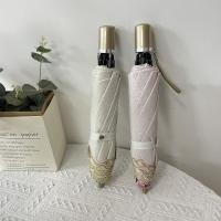 China Travel Occasion Simple Pink Two-Fold Embroidery Umbrella Lightweight and Practical for sale