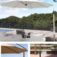 China All in 1 Function White Power Coated Steel Frame Sunshade Umbrella with Tassels for sale