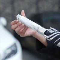 China Plastic Coating Handle Long Double Titanium Silver Automatic Golf Umbrella for Outdoor for sale