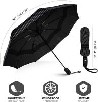 China End Advertising Three Fold Umbrella with Golden Metal Ribs and Automatic Folding for sale