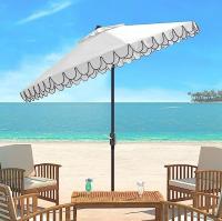 China Plastic Tips Iris Fashion Line Auto Tilt Black and White 9 inch Small Beach Umbrella for sale