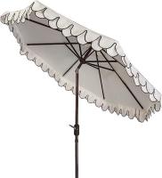 China Plastic Tips Iris Fashion Line Auto Tilt Black and White 9 inch Small Beach Umbrella for sale